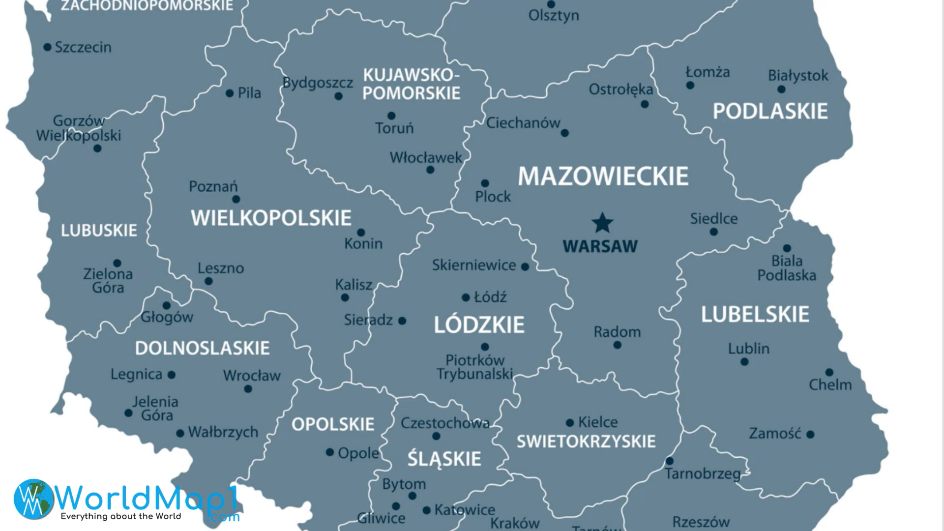 Carte détaillée de la Pologne