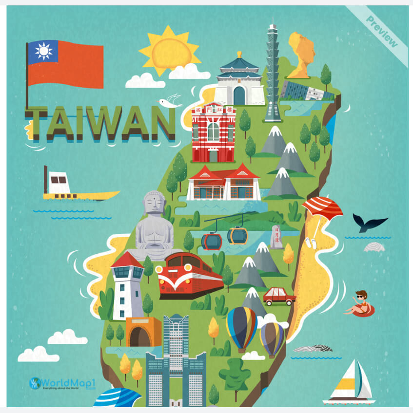 Carte Imprimable Gratuite de Taiwan