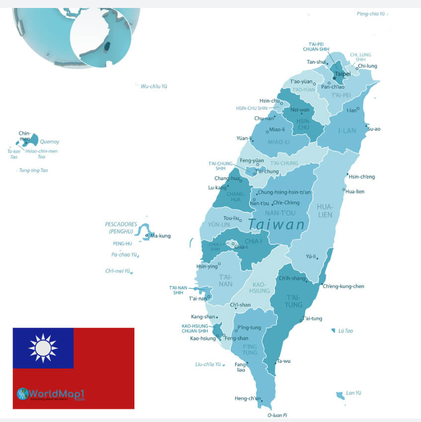 Carte de Taiwan très Détaillée