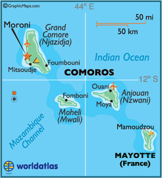 Comores Carte et Image Satellite