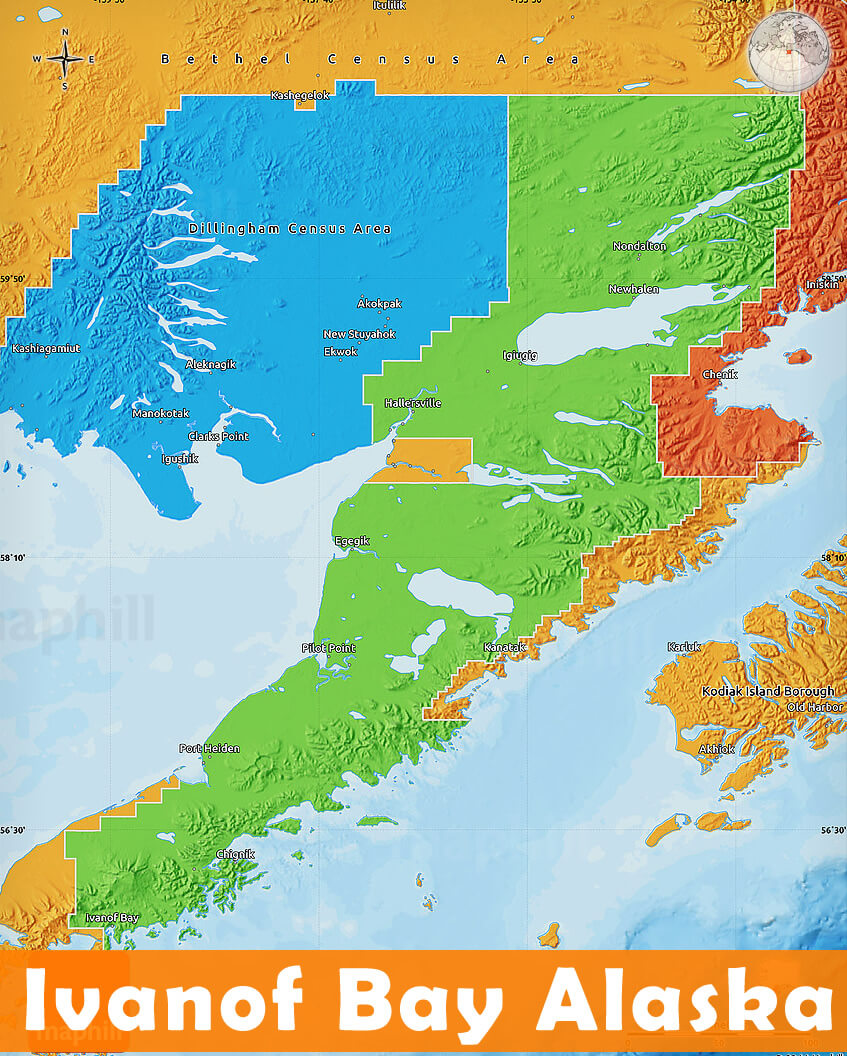 ivanof Bay Alaska Plan et Image Satellite