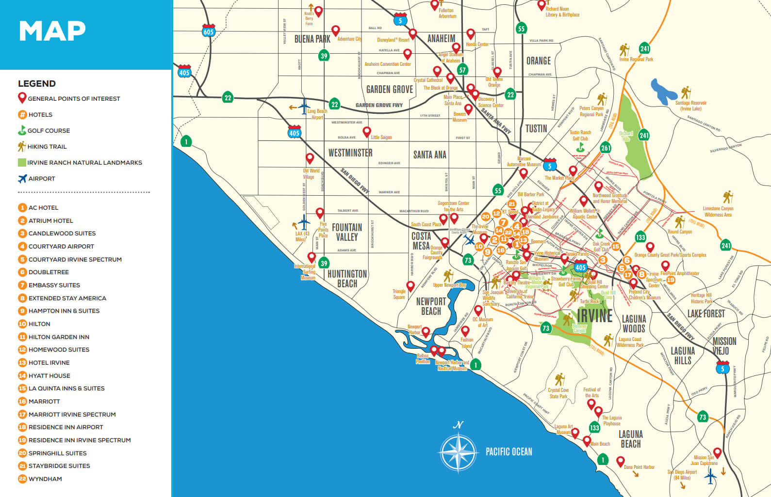 irvine California Plan et Image Satellite