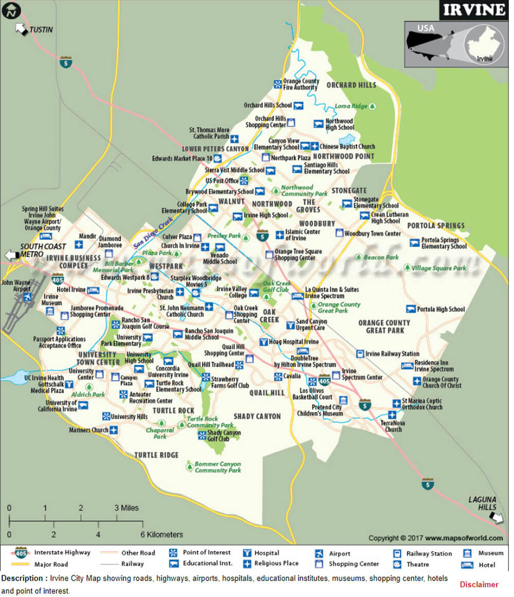 irvine California Plan et Image Satellite