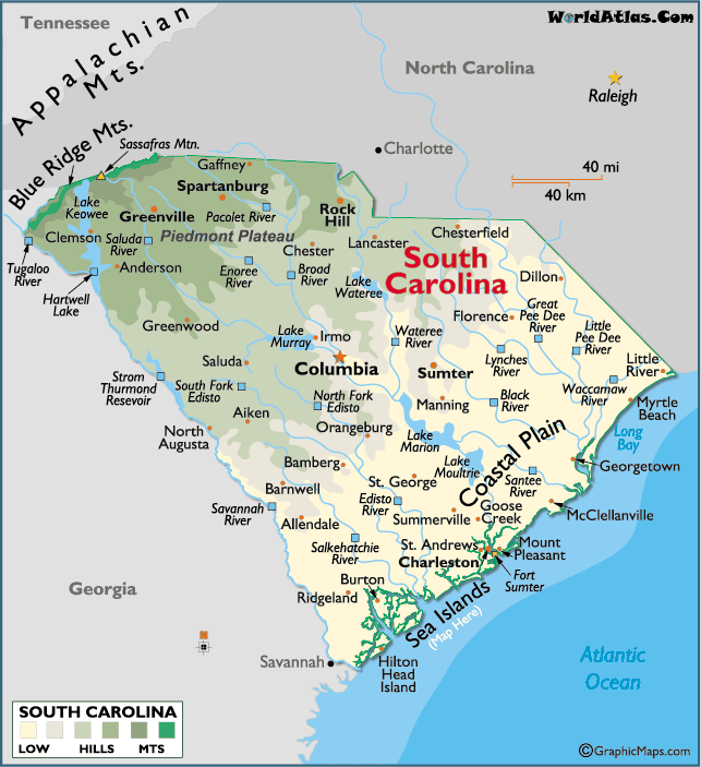 Florence South Carolina Plan et Image Satellite