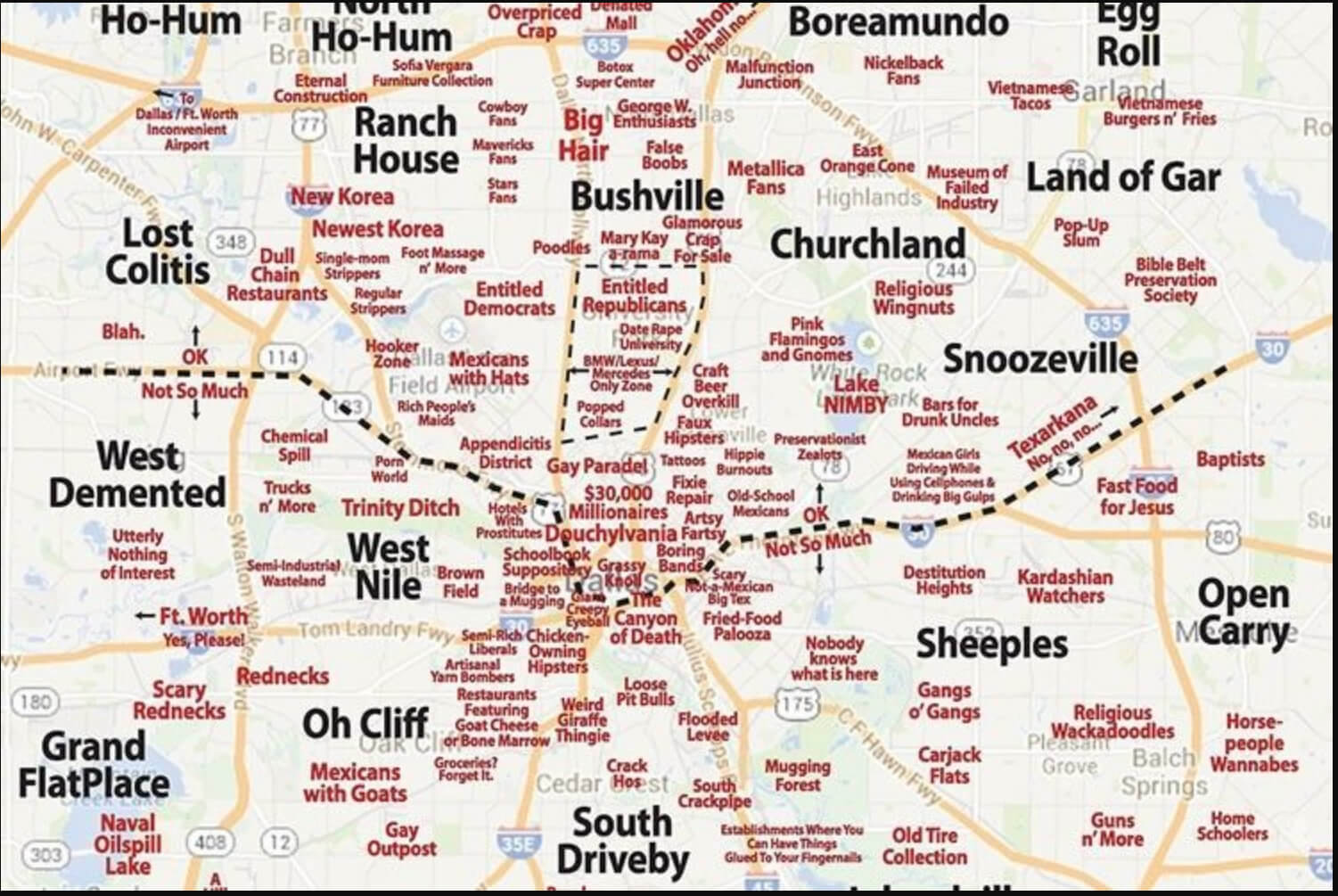 Dallas Texas Plan et Image Satellite