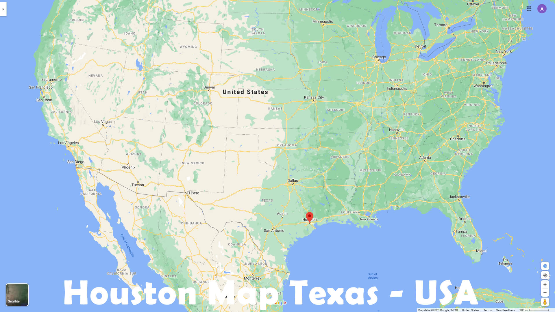 Houston Carte et Image Satellite