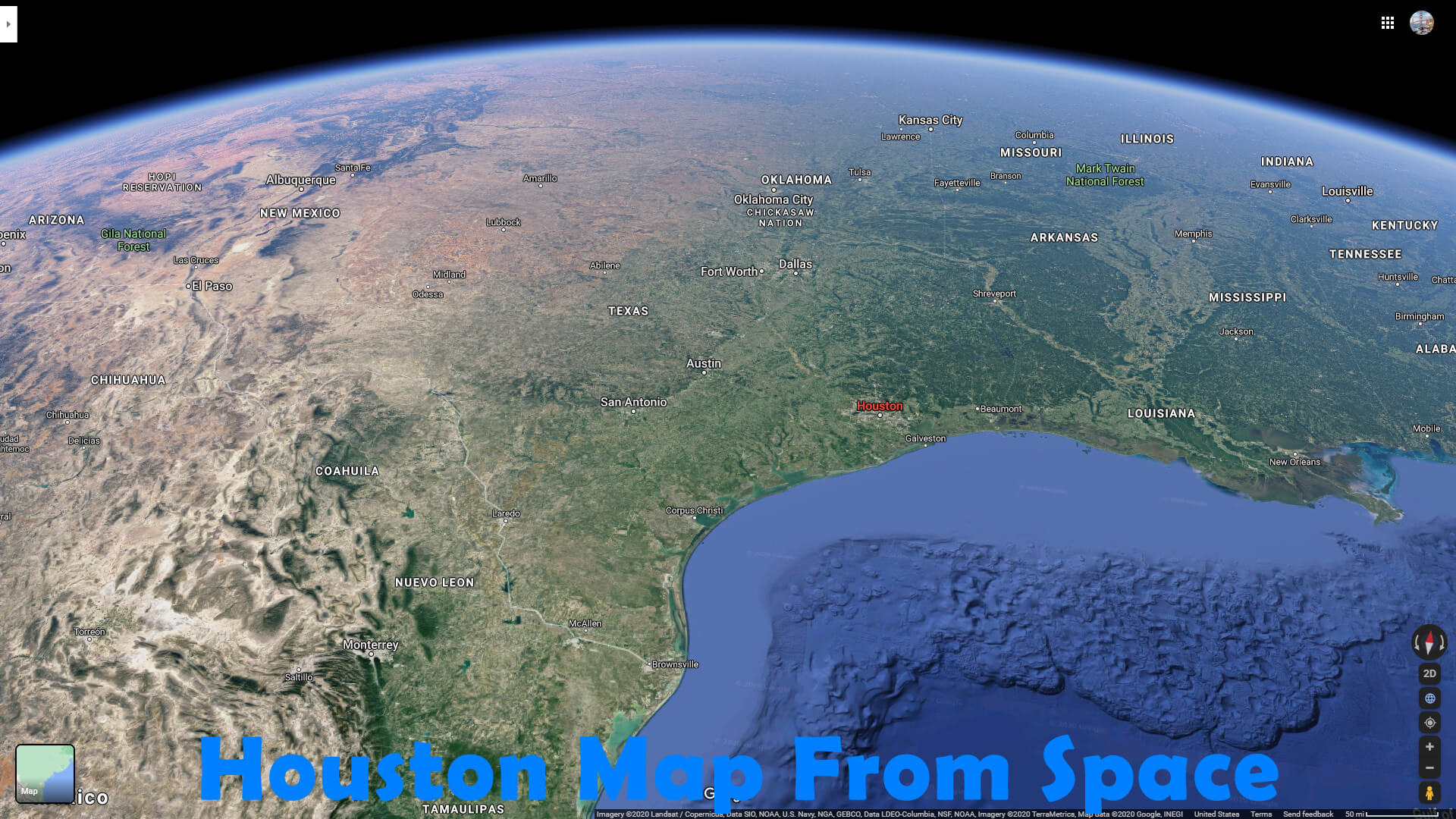 Houston Carte et Image Satellite
