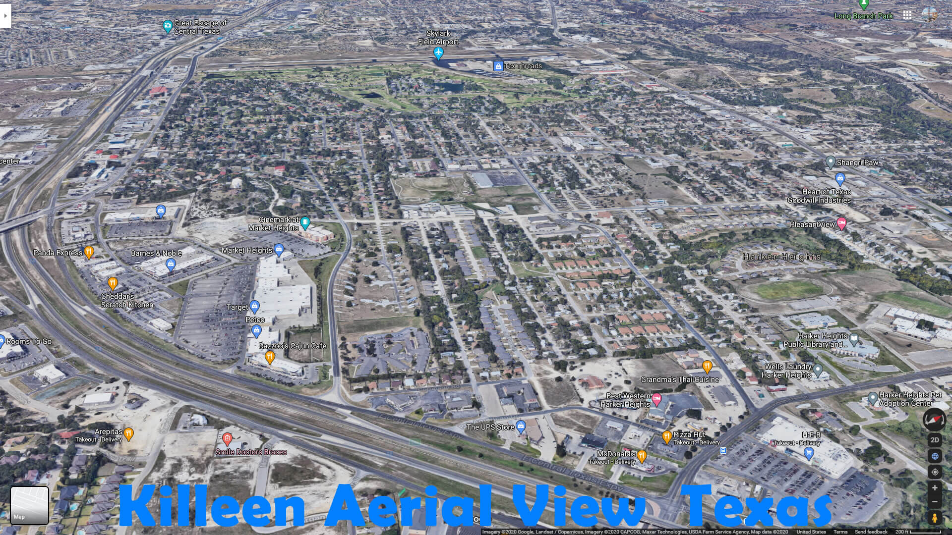 Killeen Texas Plan et Image Satellite