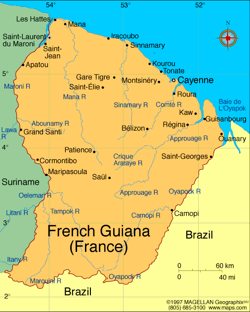Cayenne Carte et Image Satellite