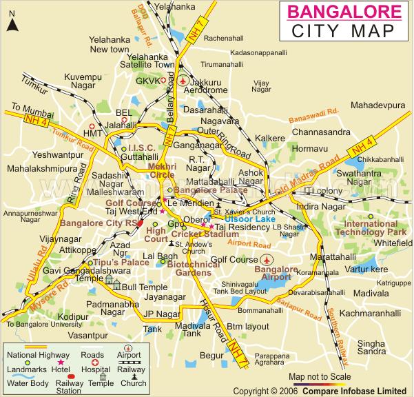 Bangalore Carte et Image Satellite