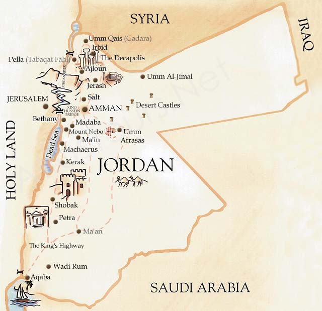 Jordanie Carte et Image Satellite