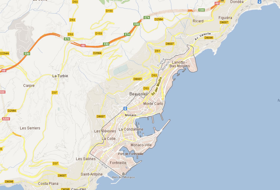 Monaco Carte et Image Satellite