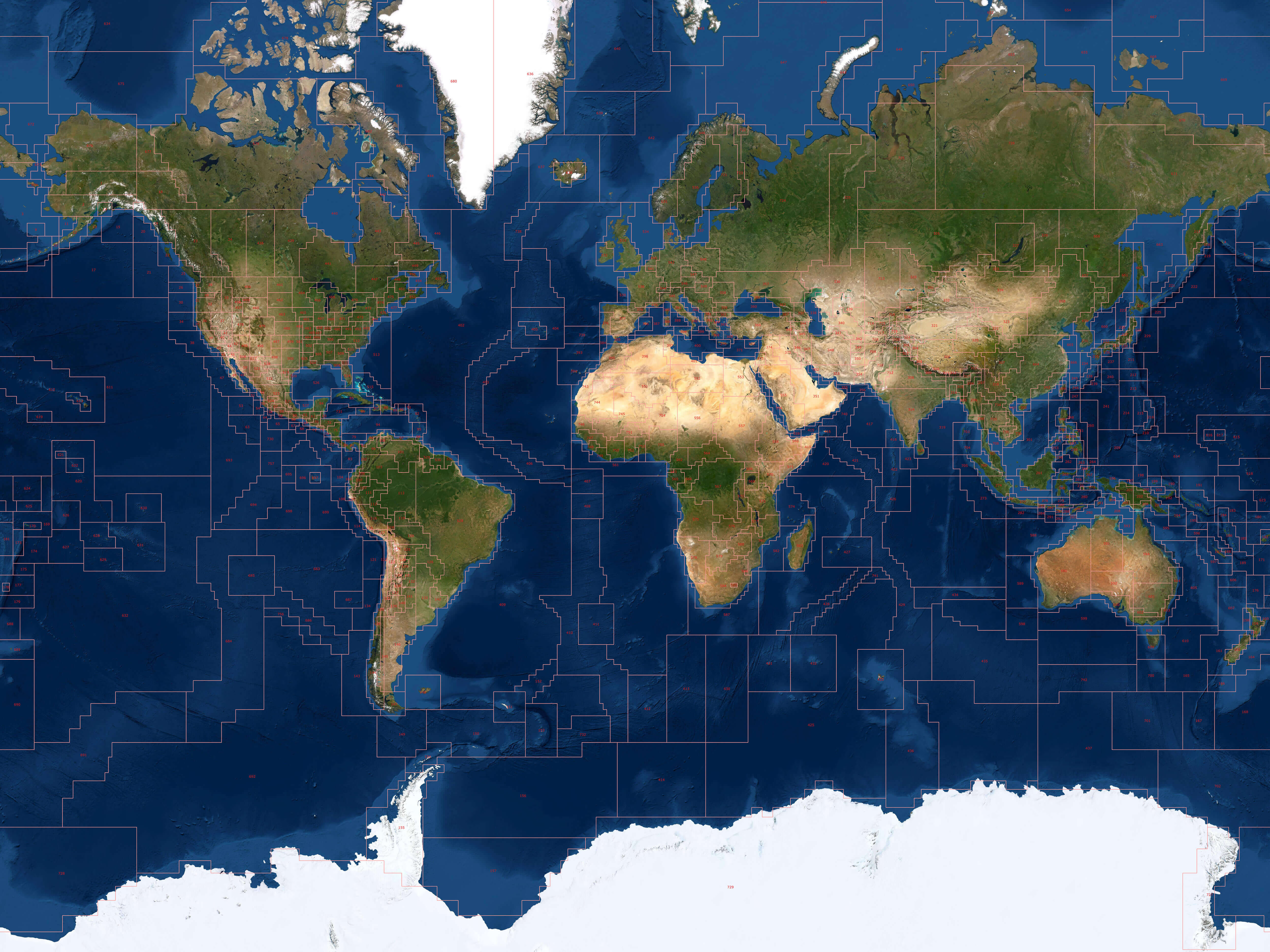 Carte satellite du monde