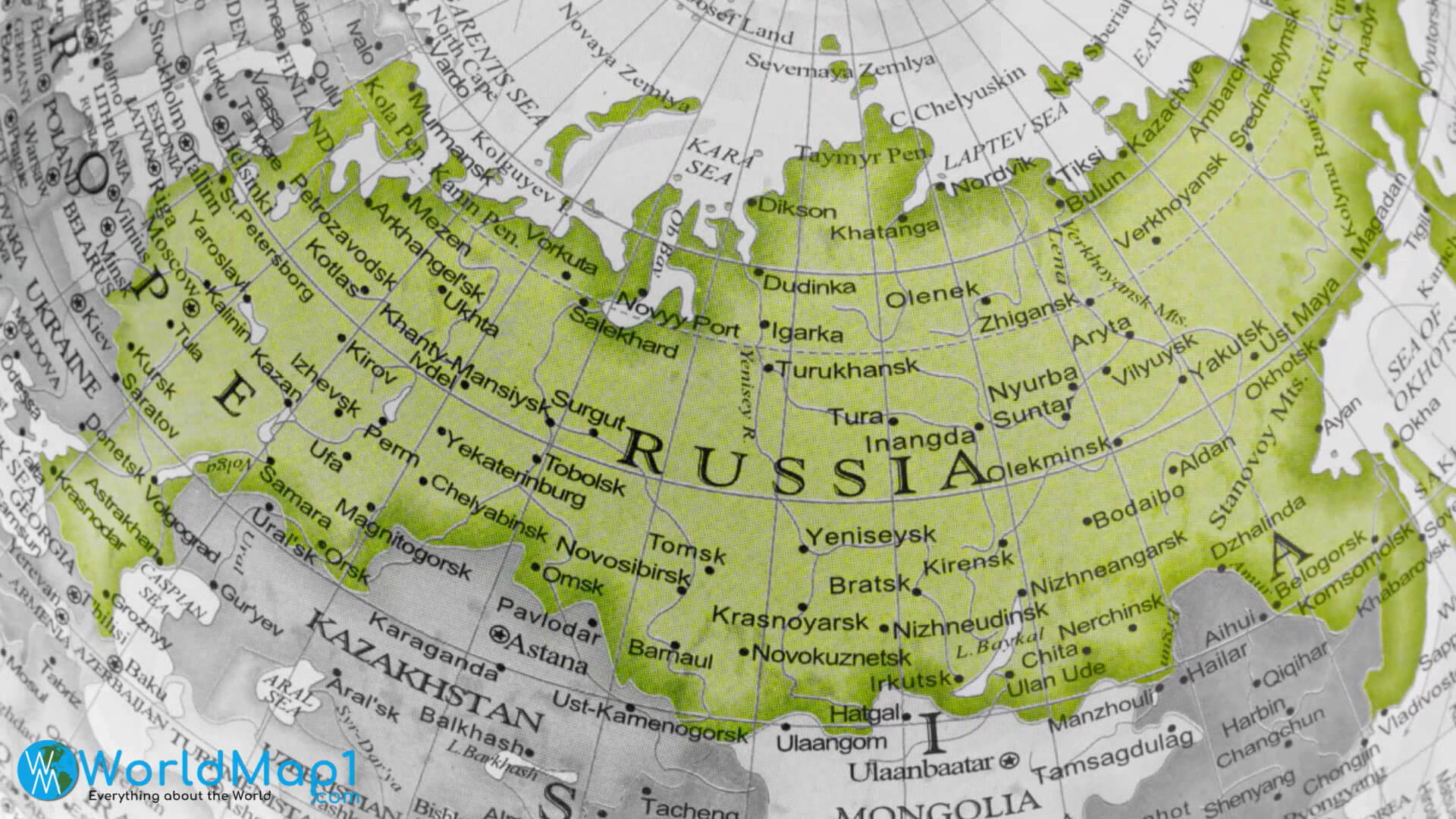 Carte de la Russie et de l'Europe