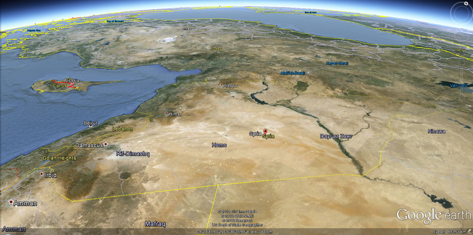 Syrie Plan et Image Satellite