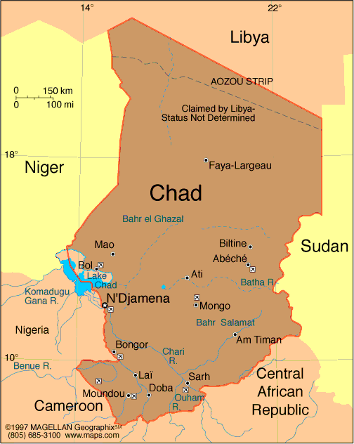 Tchad Carte et Image Satellite