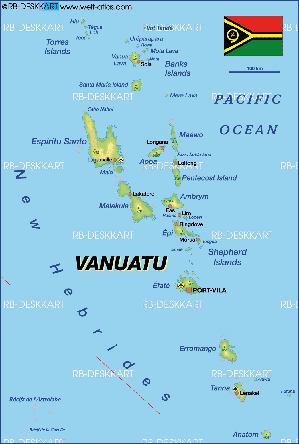 Vanuatu Carte et Image Satellite